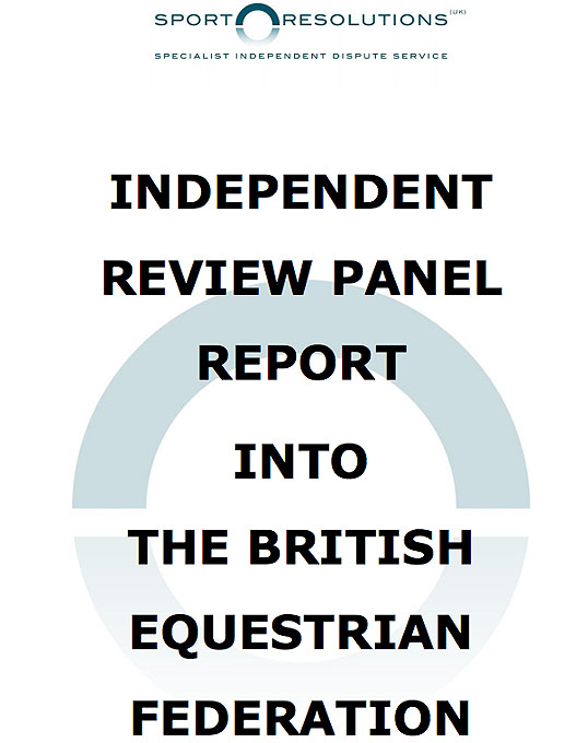 Independent Review Panel Report into British Equestrian Federation Posted