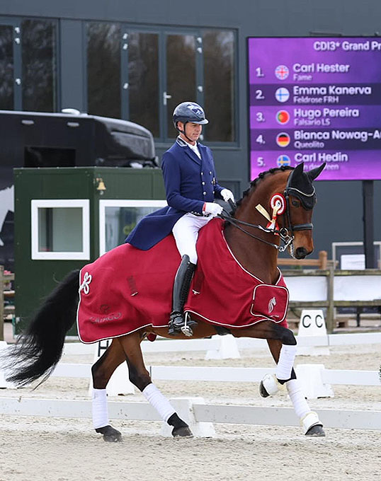 Carl Hester Rides Bigwood's Fame to Double Win at 2023 CDI Tolbert